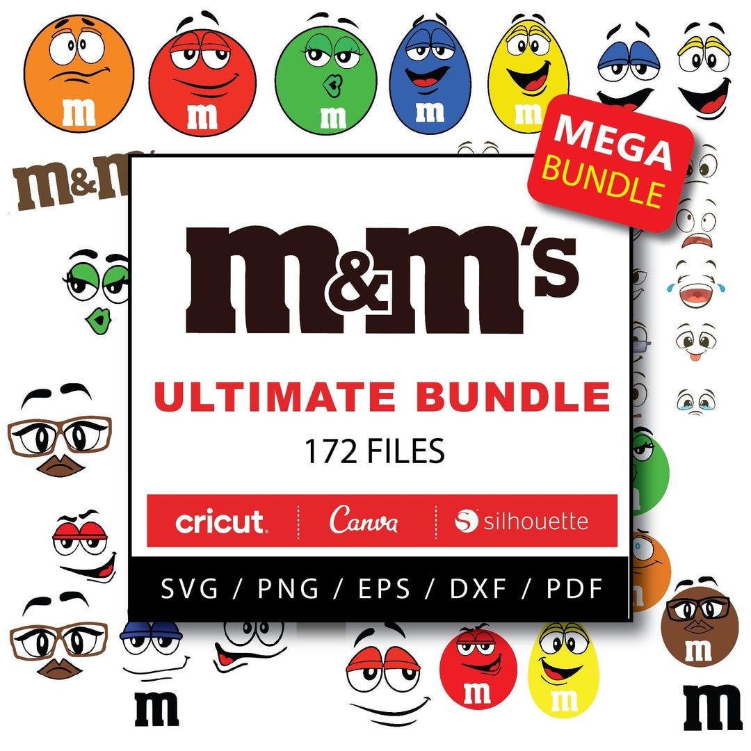 M&M SVG Bundle Pack Clipart for Cricut, Silhouette M and M Face ...