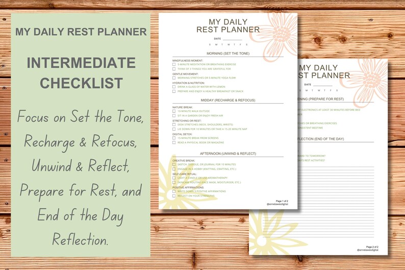 Daily Rest Planners | Printable Self-care Checklists | 3 Sizes | Basic ...