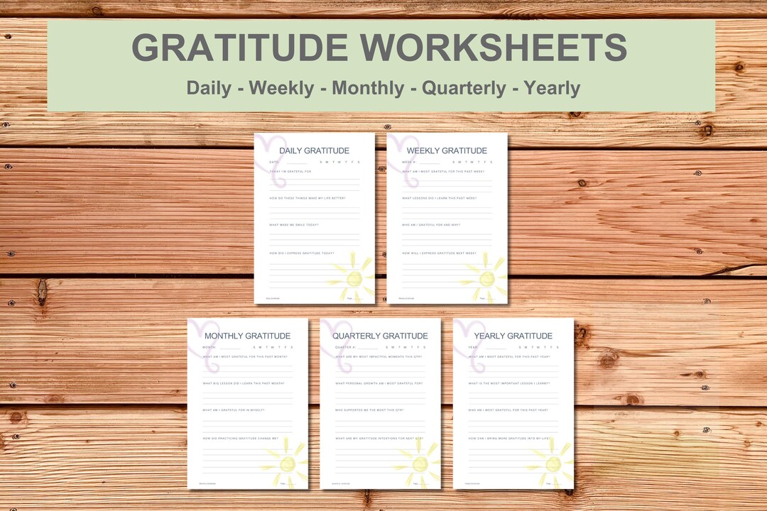 Gratitude Worksheets | Printable Self-care Worksheets | 3 Sizes | Daily ...