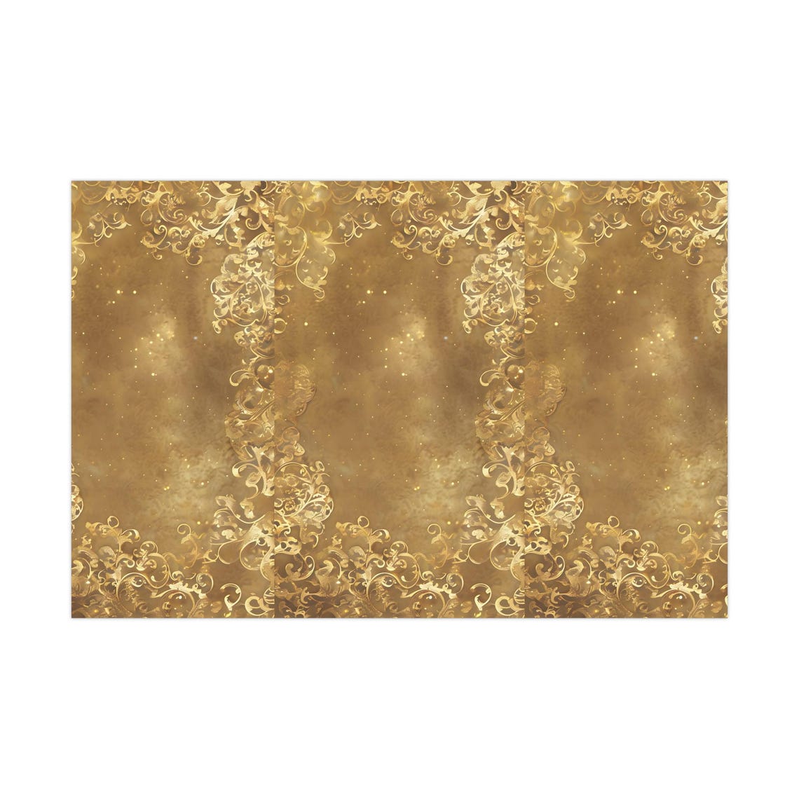 Elegant Gold Christmas Wrap Paper, Holiday Gift Wrap Roll, Shiny Gold ...