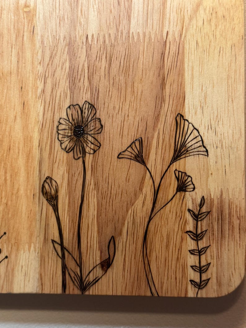 Wildflower Engraved Cutting Board - Decorative Cutting Board - Boho ...