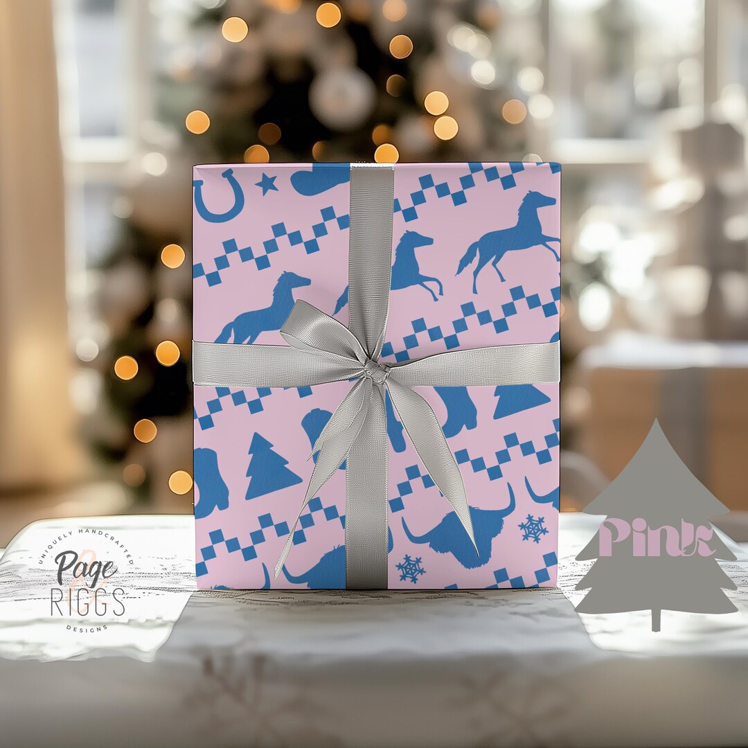 Western Fair Isle Wrapping Paper, Rustic Christmas Gift Wrap, Cowboy ...