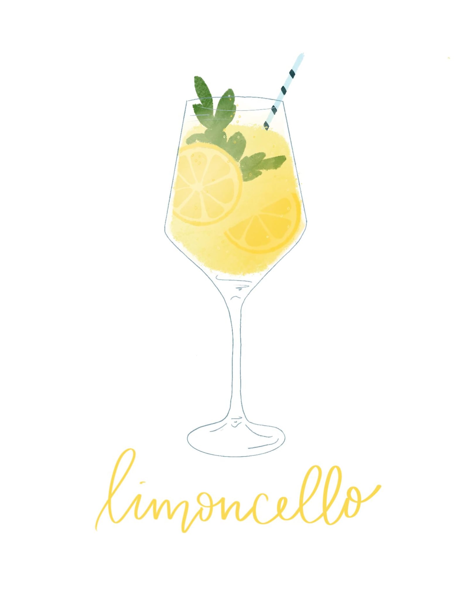 Hand-drawn Limoncello Spritz Print – Bright & Zesty Cocktail Art - Etsy
