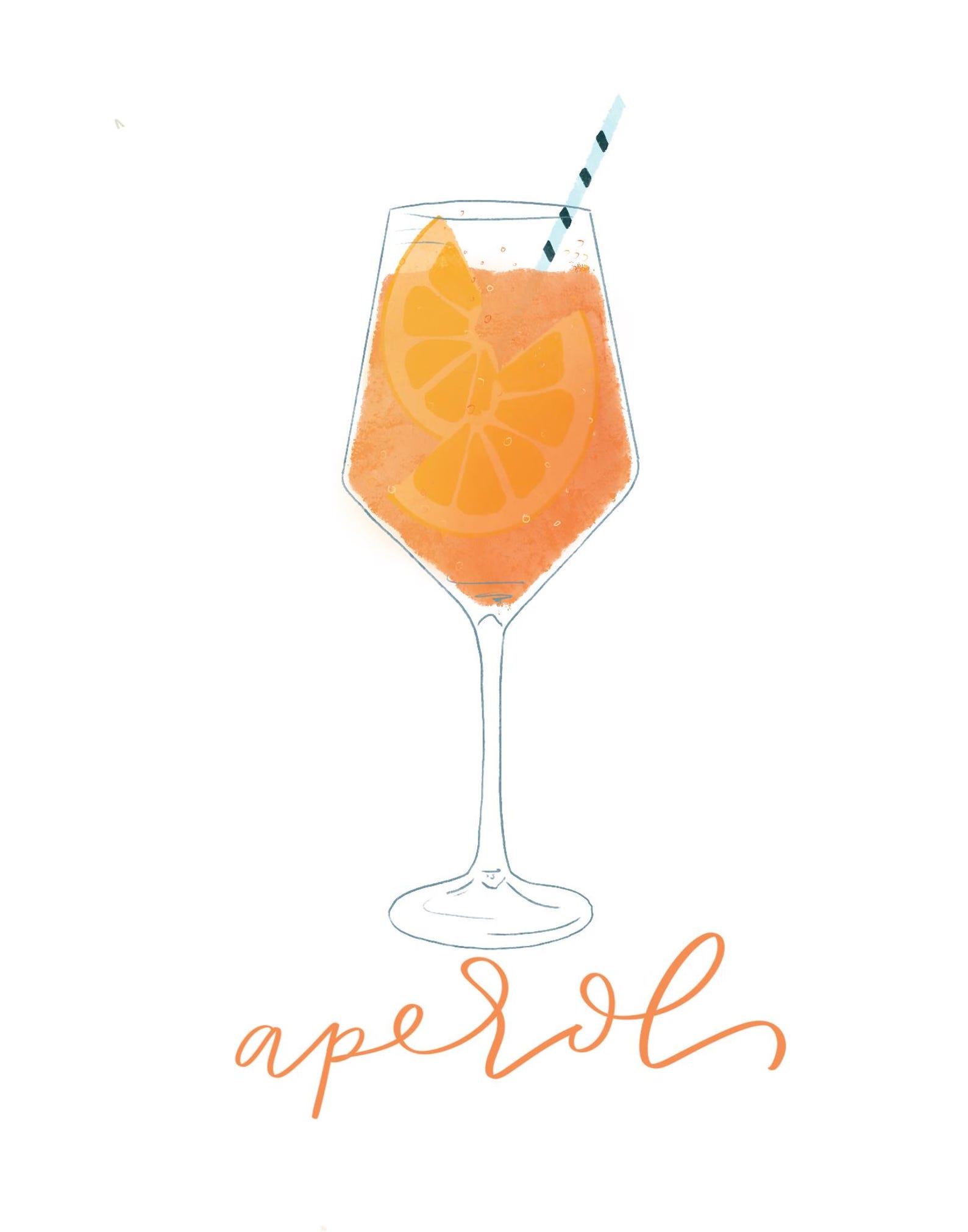 Hand-drawn Aperol Spritz Print – Vibrant Orange Cocktail Wall Art - Etsy