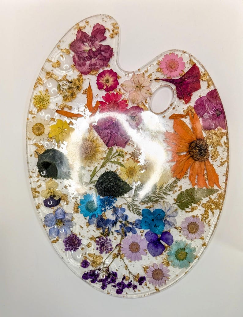 Rainbow Floral Resin Artist Palette - Etsy