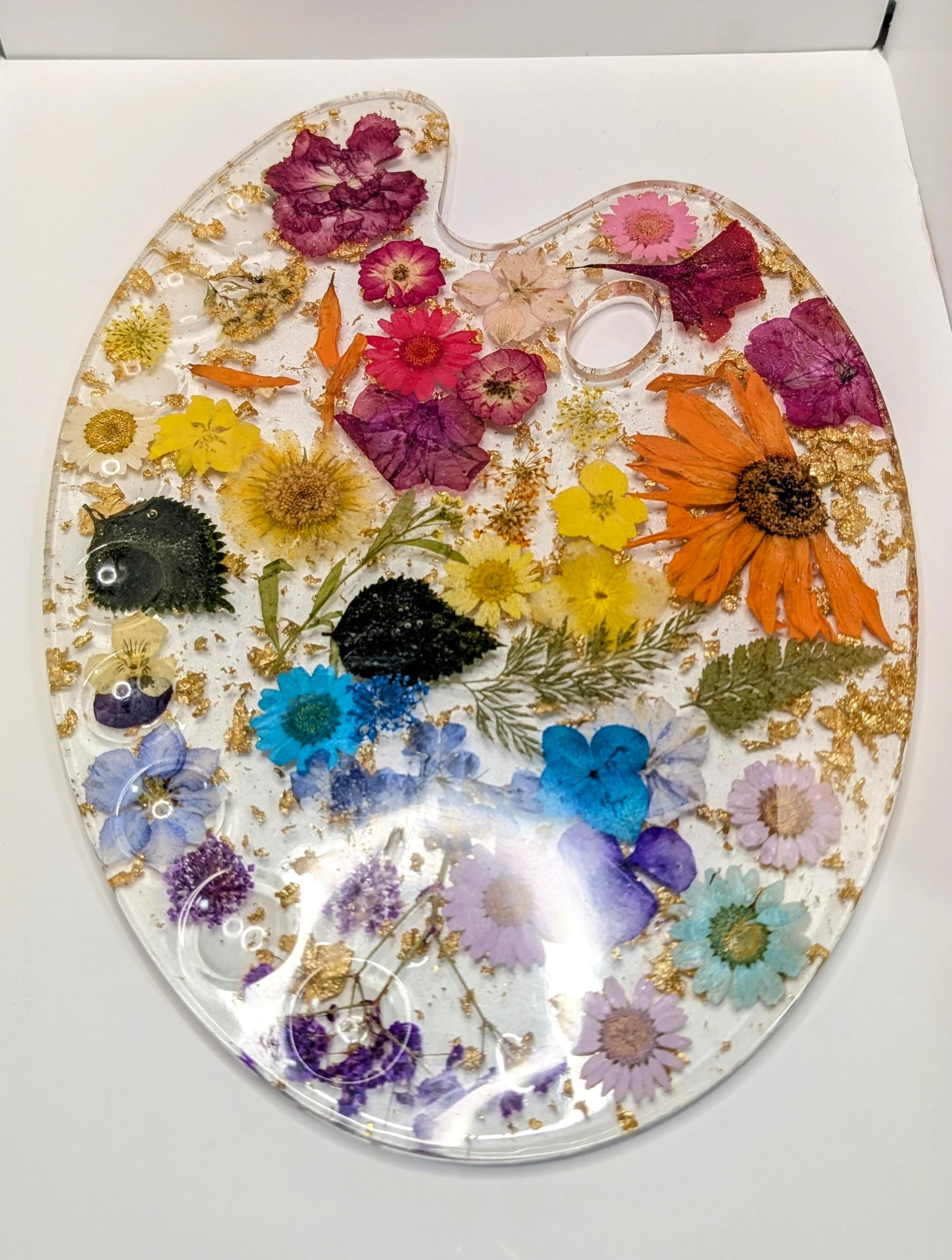 Rainbow Floral Resin Artist Palette - Etsy