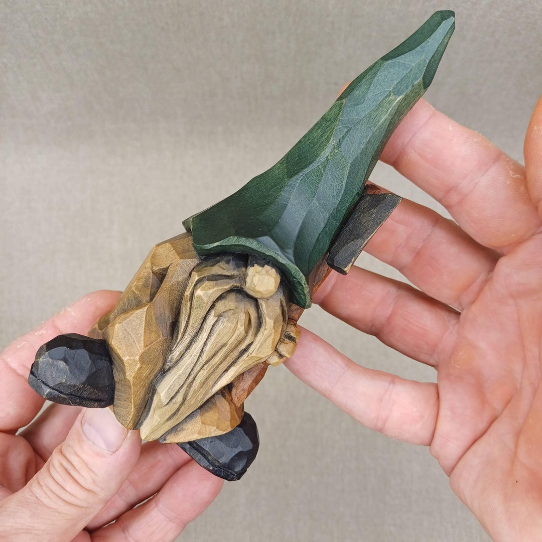 Dwarf Gnome With an Axe Wood Carving Sculpture Author's Wood Carving in ...