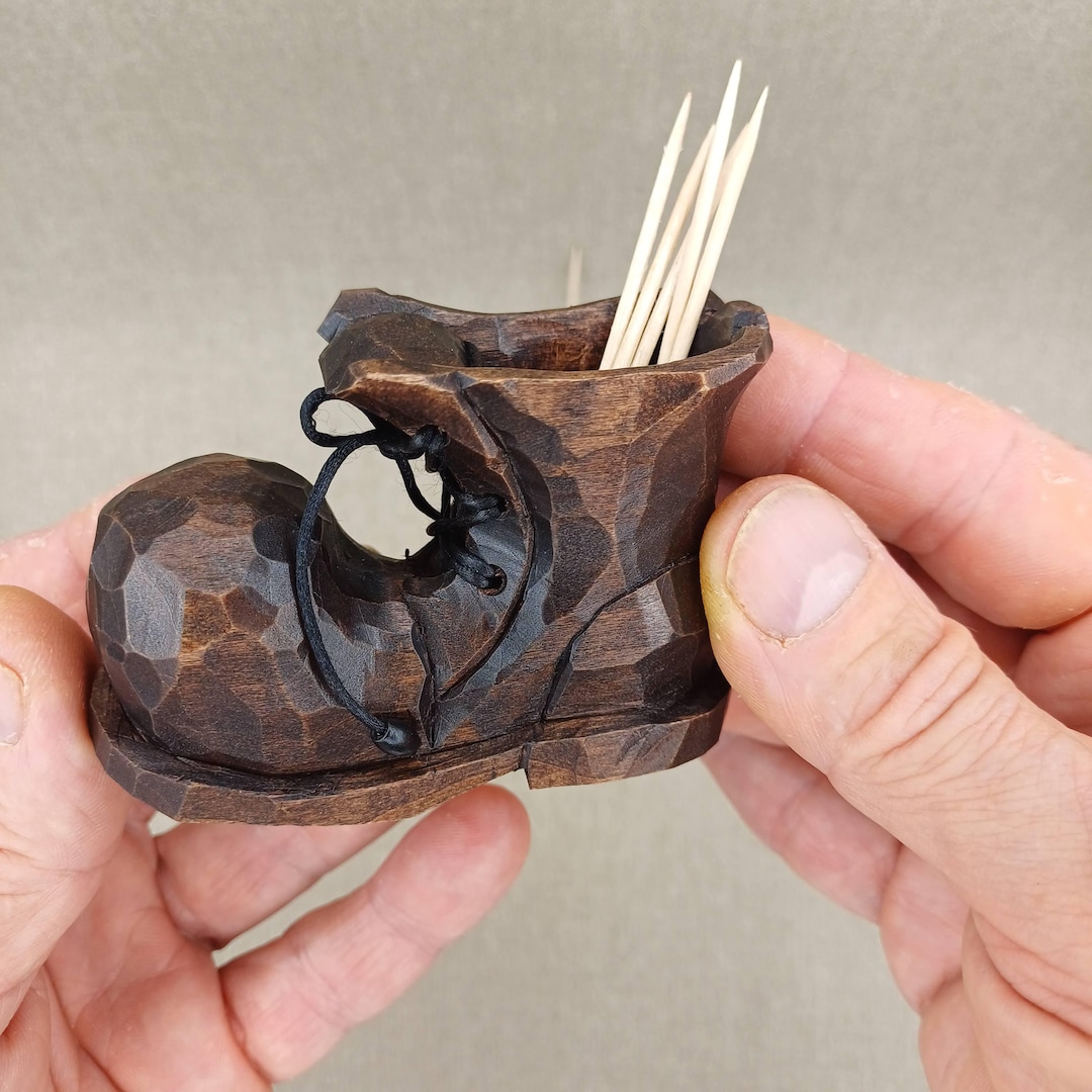 Toothpick Holder Wood Carving Boot - Etsy