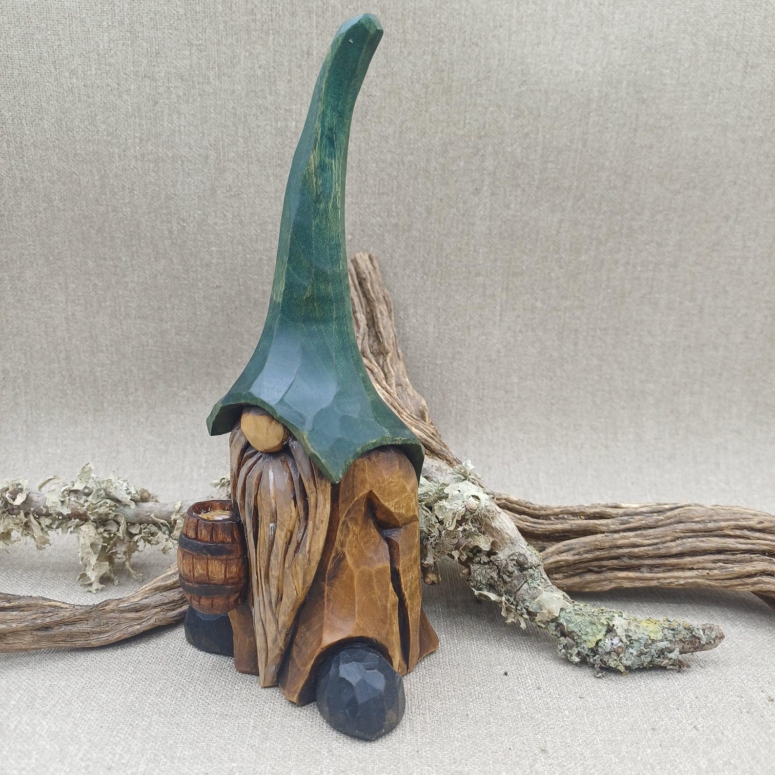 Dwarf With Beer Mug Hand-carved Wood, Eco-friendly Oil Finish, Oil ...
