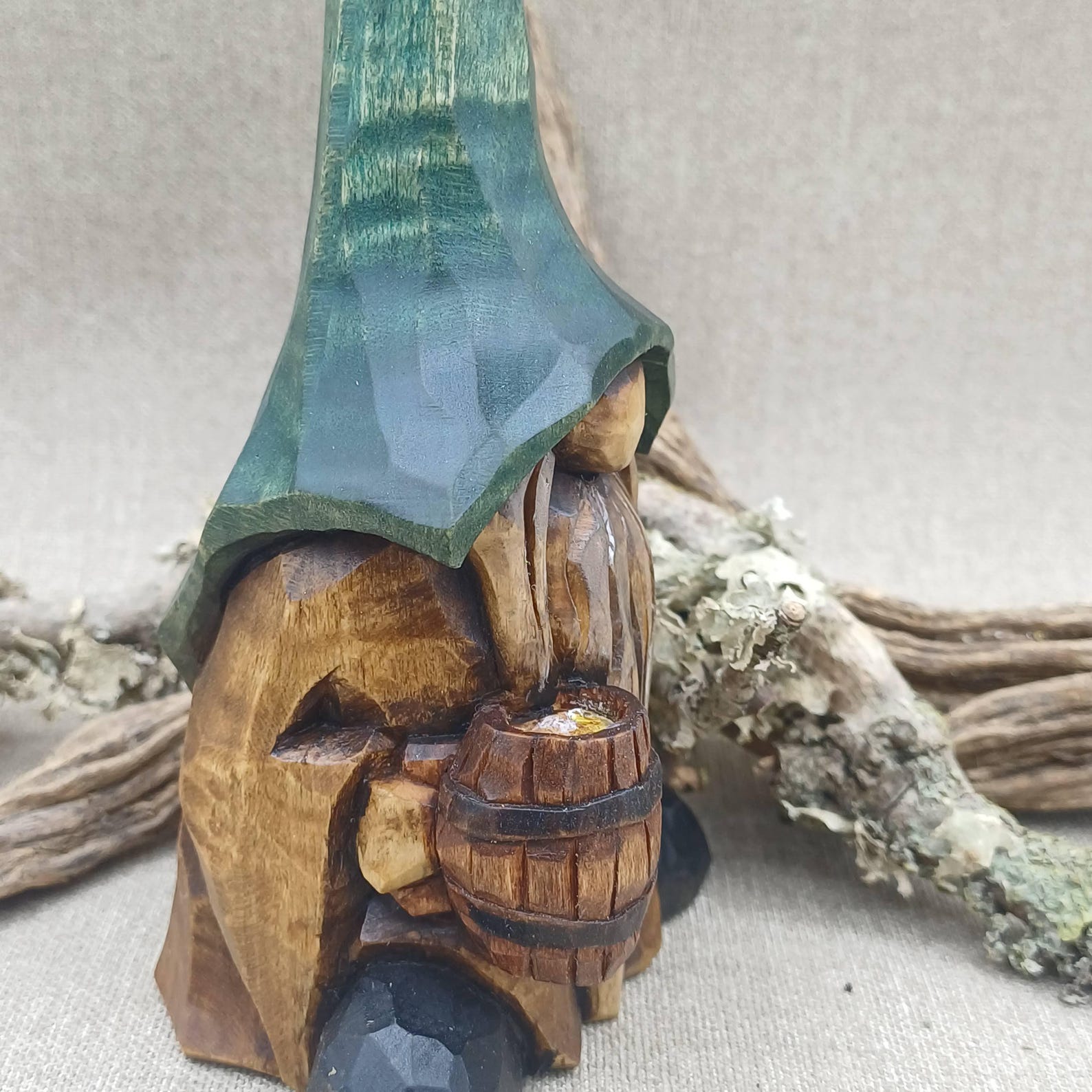Dwarf With Beer Mug Hand-carved Wood, Eco-friendly Oil Finish, Oil ...