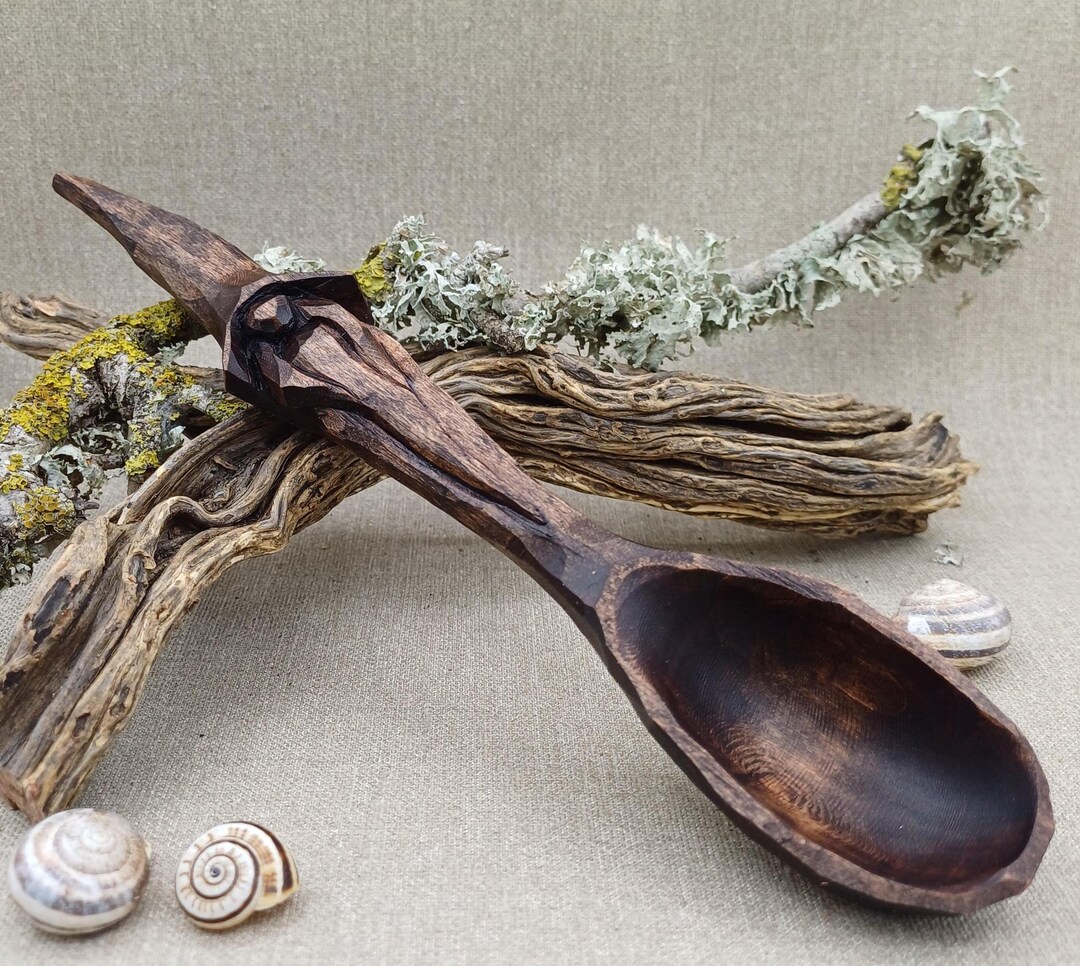 Wooden Spoon Woodcarving Dwarf Gnome Hand Carved - Etsy