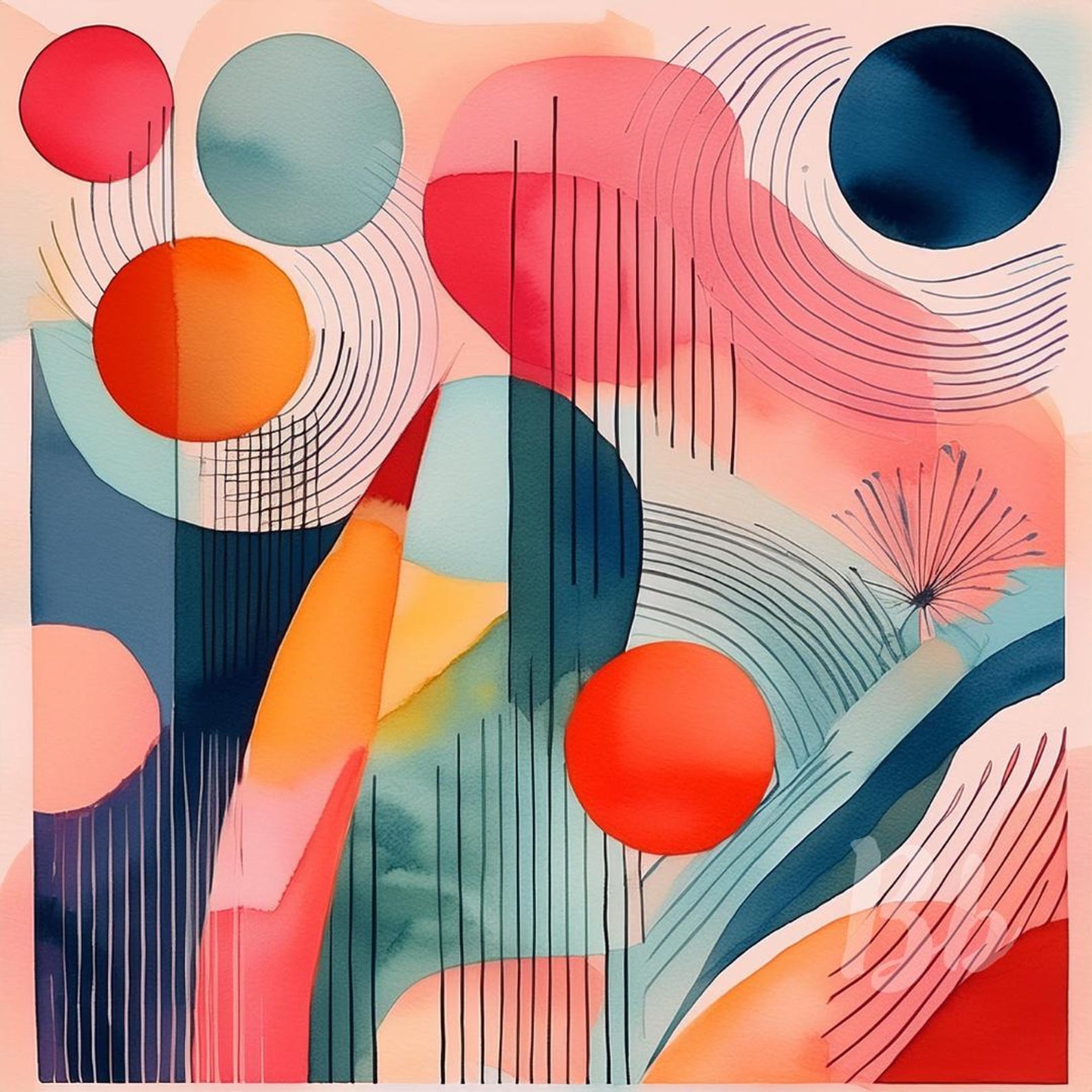 20 Abstract Watercolor Clipart Bold Geometric Shapes & Vibrant Patterns ...