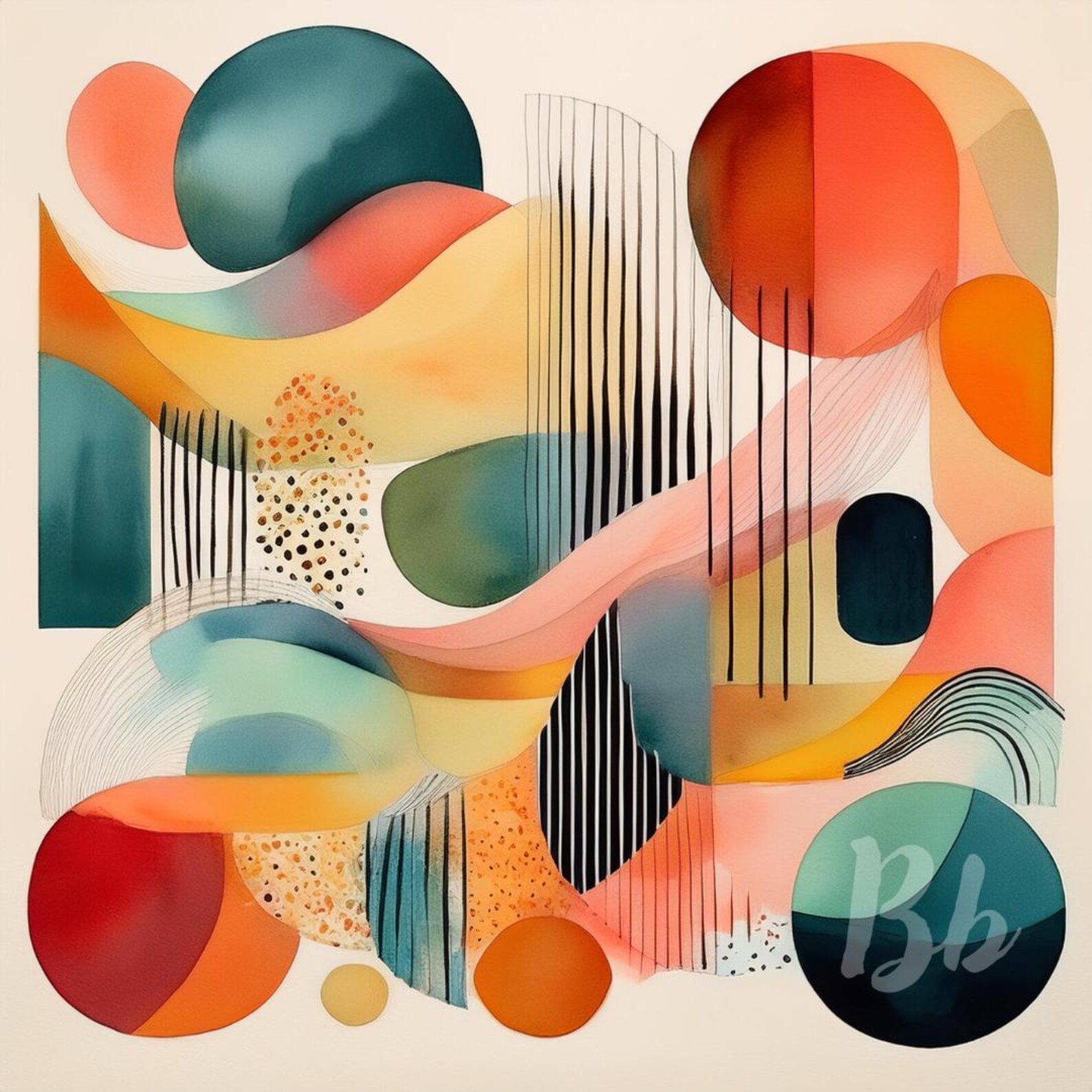 20 Abstract Watercolor Clipart Bold Geometric Shapes & Vibrant Patterns ...