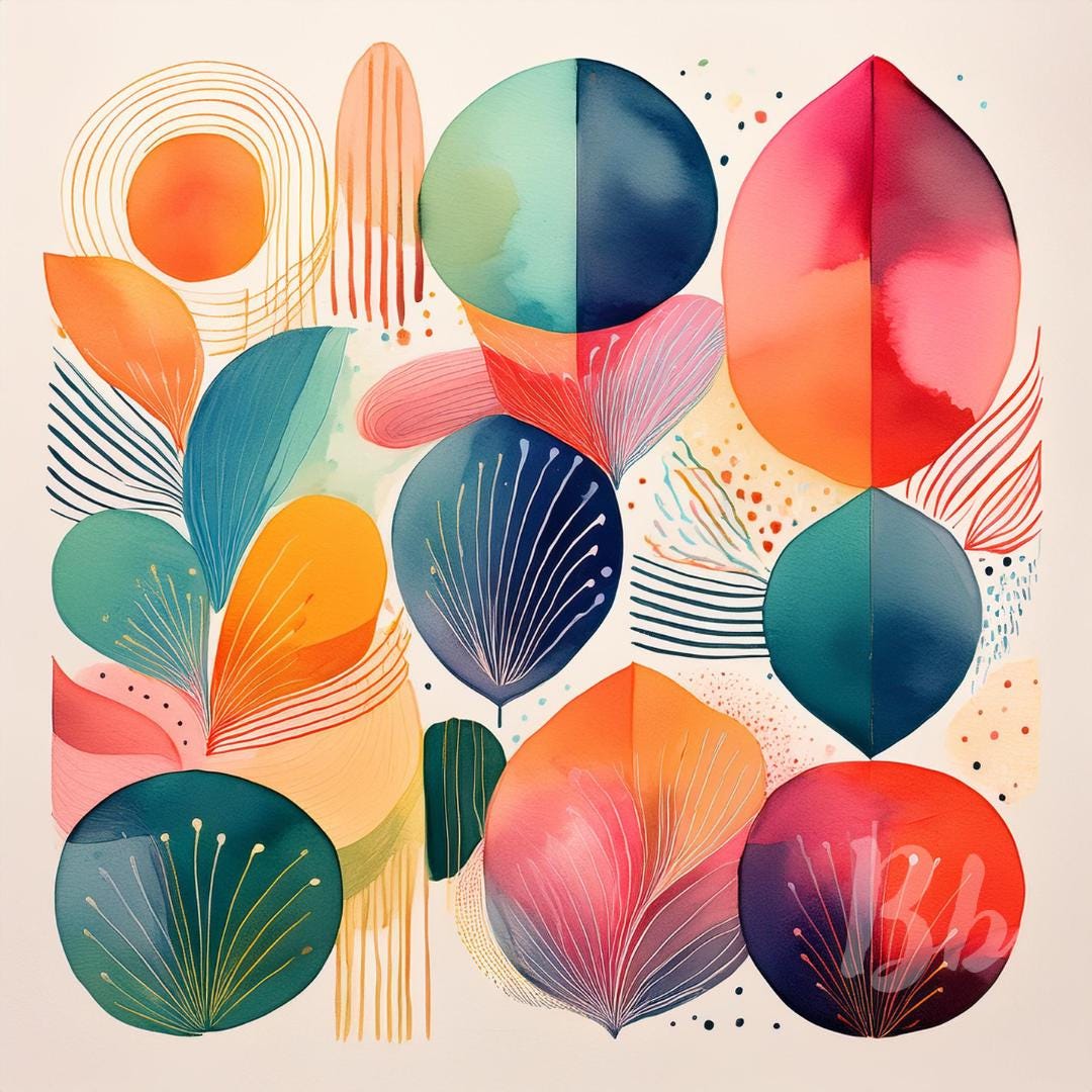 20 Abstract Watercolor Clipart Bold Geometric Shapes & Vibrant Patterns ...