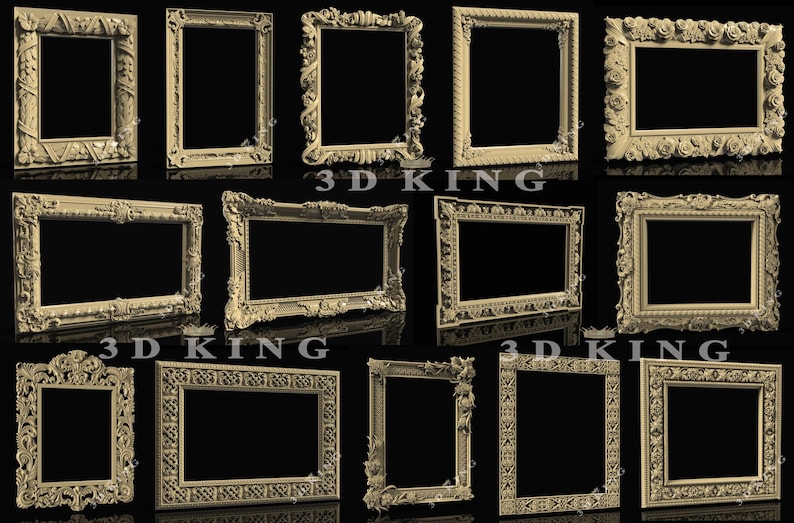 63 Pcs Decorative Frames 3D STL Models for CNC Router - Etsy