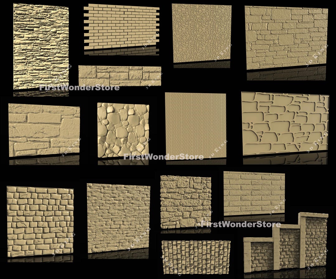 3D Bricks & Stones Textures STL Models for CNC Router, Engraver, 3D ...
