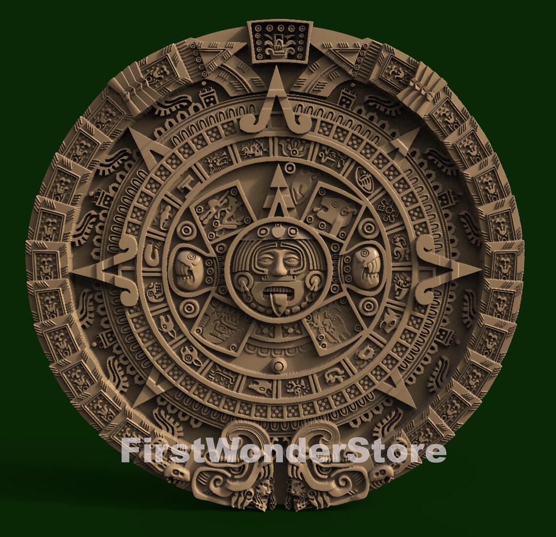 3D Maya Calendar STL Model Flat Backside for CNC Router, Engraver, 3D ...