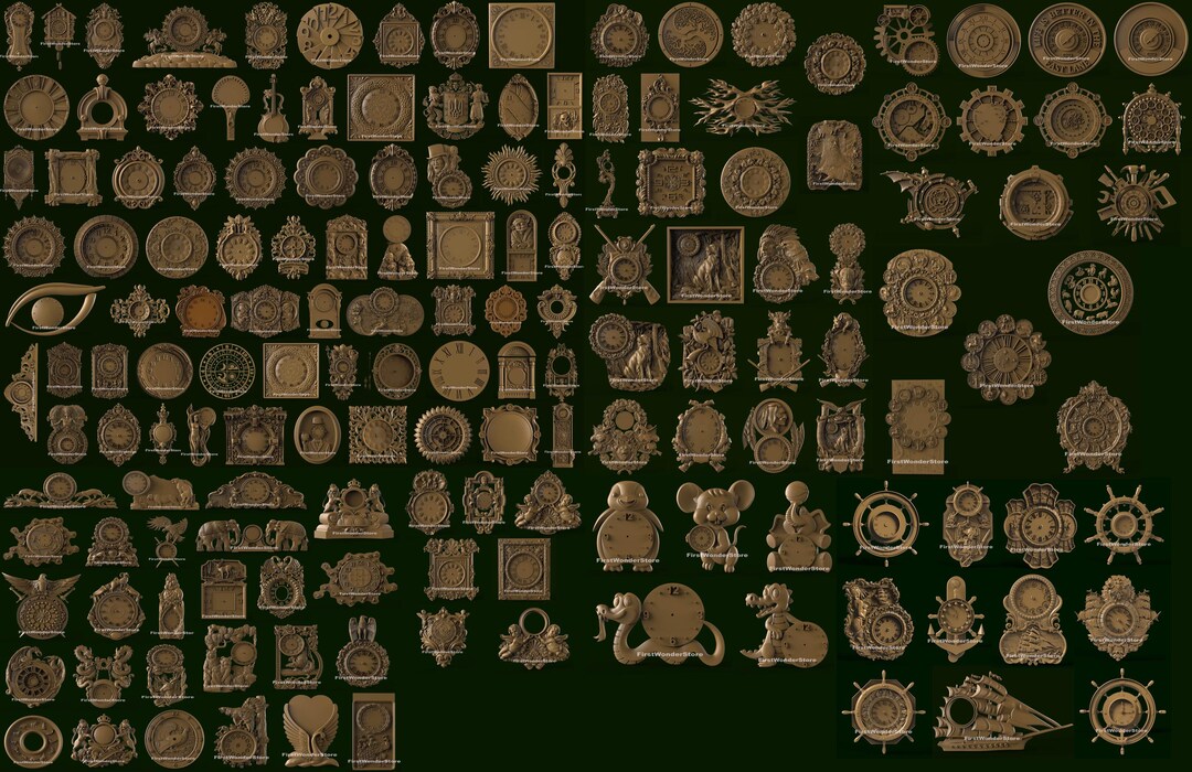 157 Pcs 3D STL Models of Different Decorative Watches Clocks Theme for ...