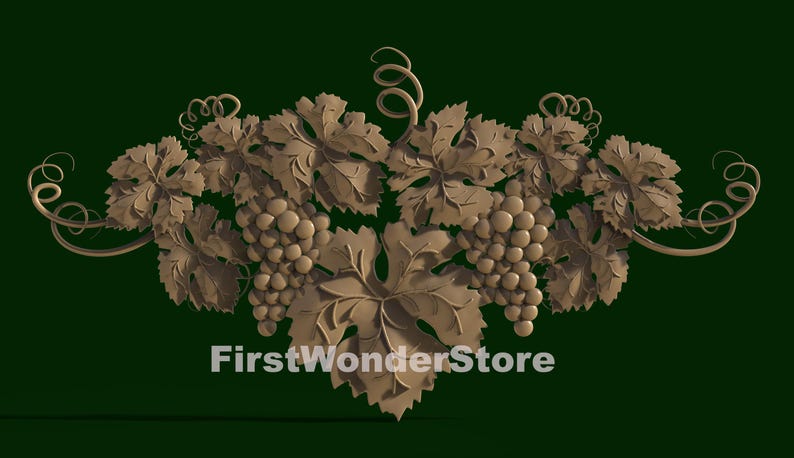 7 Pcs 3D STL Models of Grape Pattern for CNC Router, Engraver, Carving ...