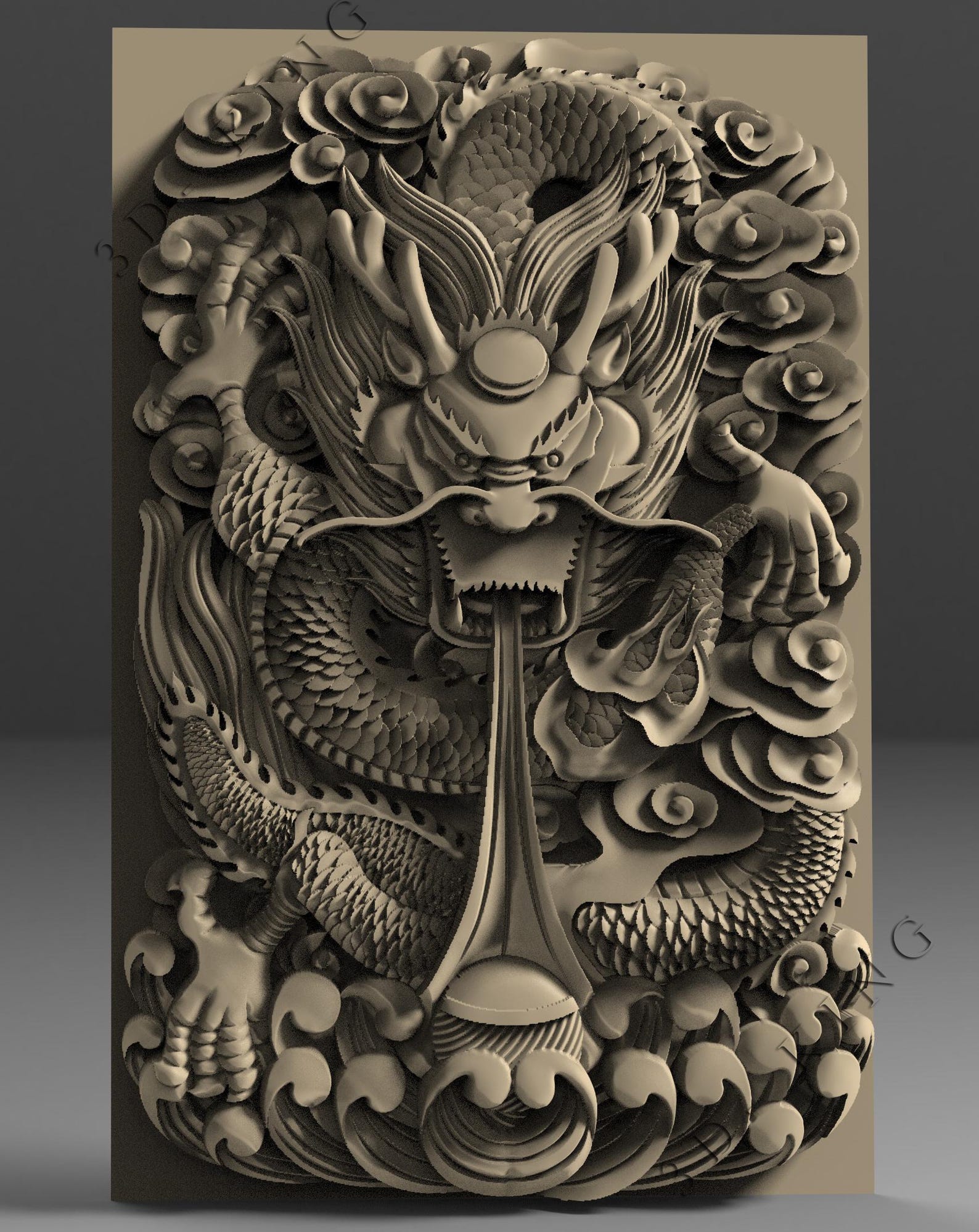 20 Pcs 3D STL Models of Asian Dragons Theme Decorations for CNC Router ...