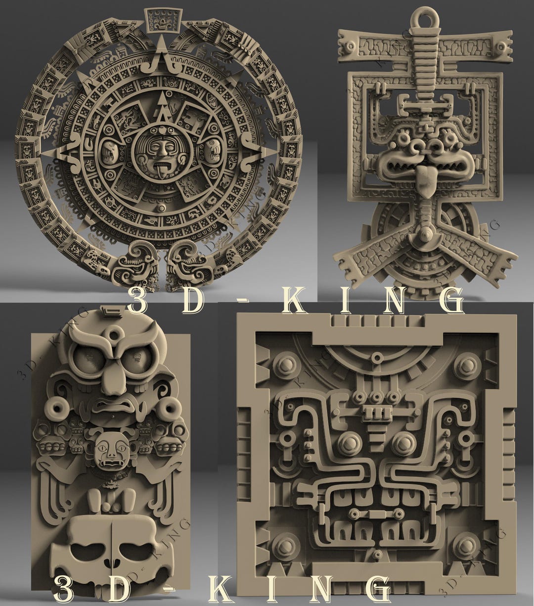Aztec & Maya 3D STL Models for CNC Router, Engraver, 3D Printer, Aspire ...
