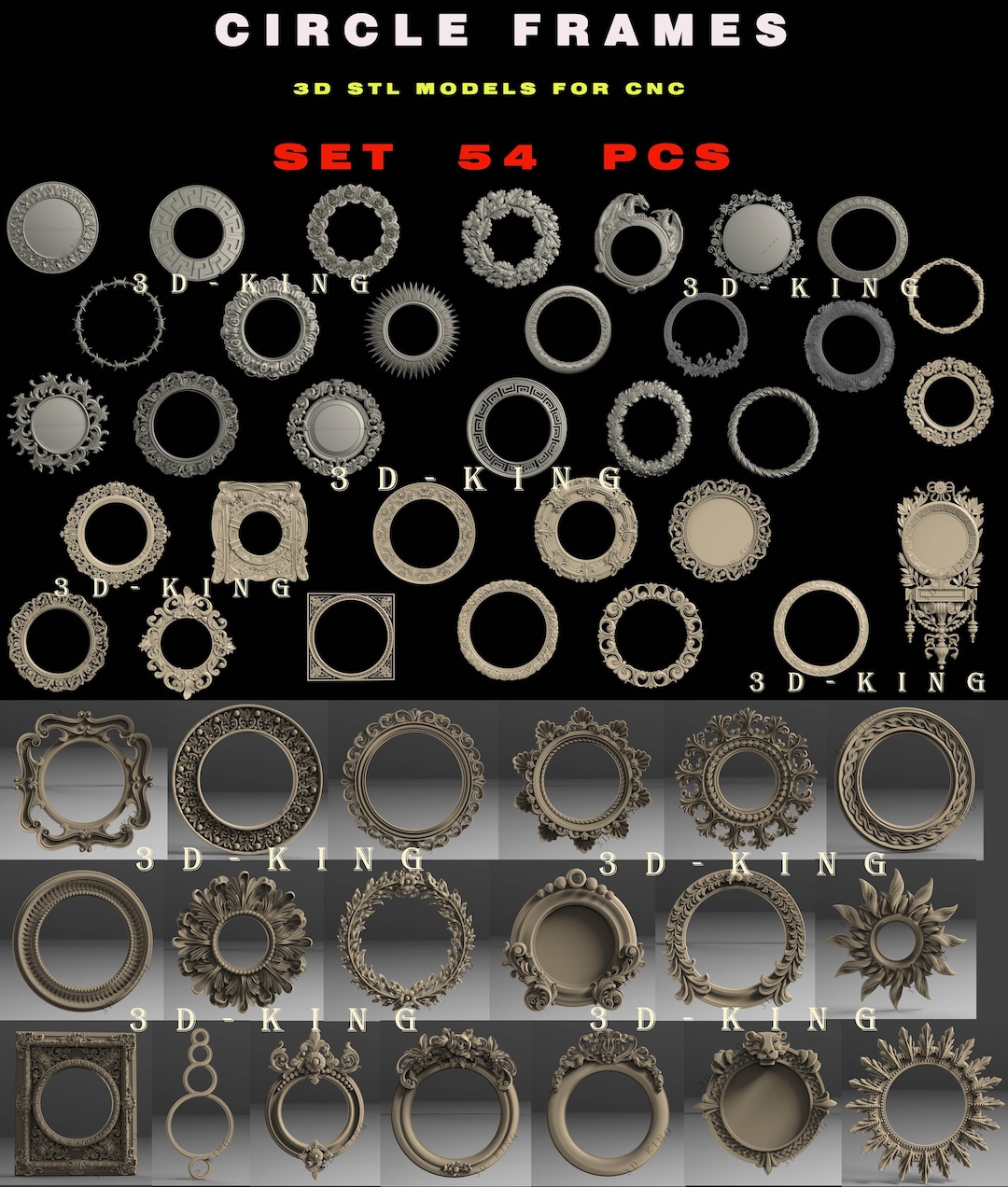 Circle Frames 3D STL Models for CNC Router (68 Pcs) - Etsy