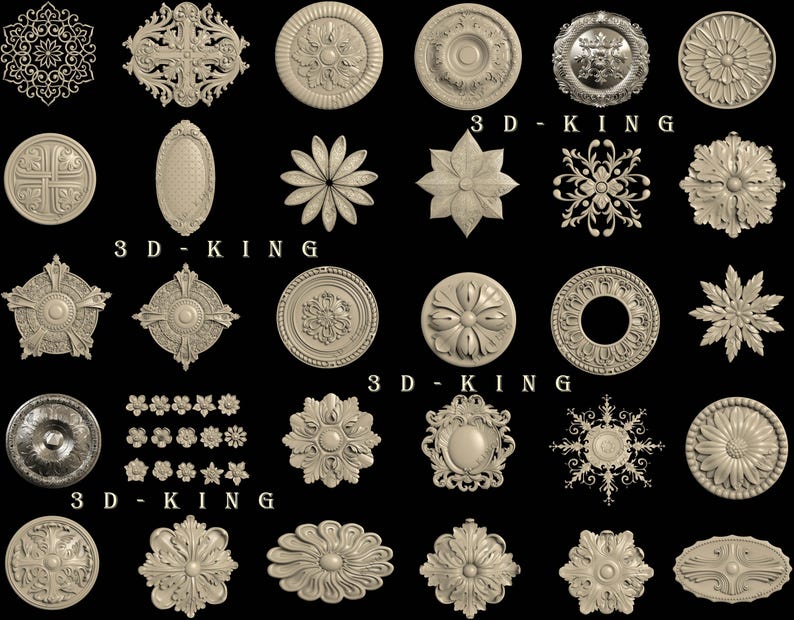 260+ Circle Rosettes 3D STL Models for CNC Router, Engraver, 3D Printer ...