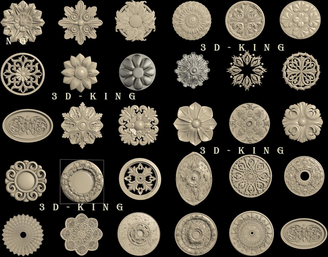 260+ Circle Rosettes 3D STL Models for CNC Router, Engraver, 3D Printer ...