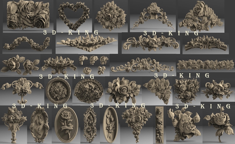 40 Rose Patterns of 3D STL Models: CNC Router, Engraver, 3D Printer - Etsy