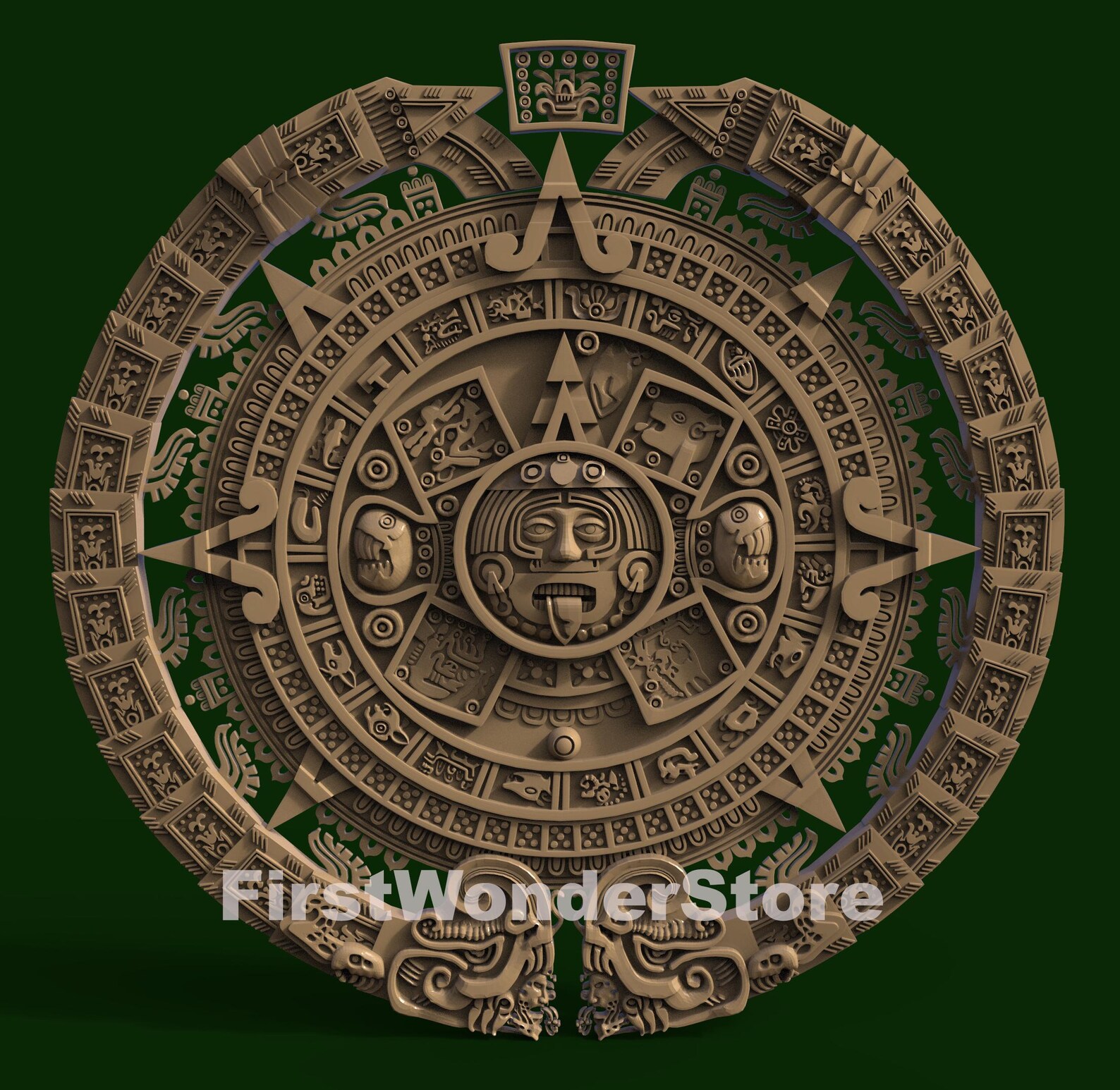 3D Maya Calendar STL Model Flat Backside for CNC Router, Engraver, 3D ...