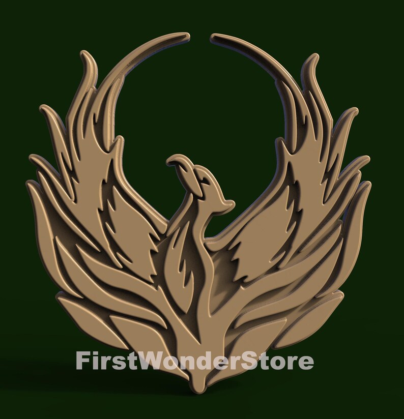 Phoenix Bird Symbol 3D STL Model for CNC Router, Engraver, 3D Printer ...