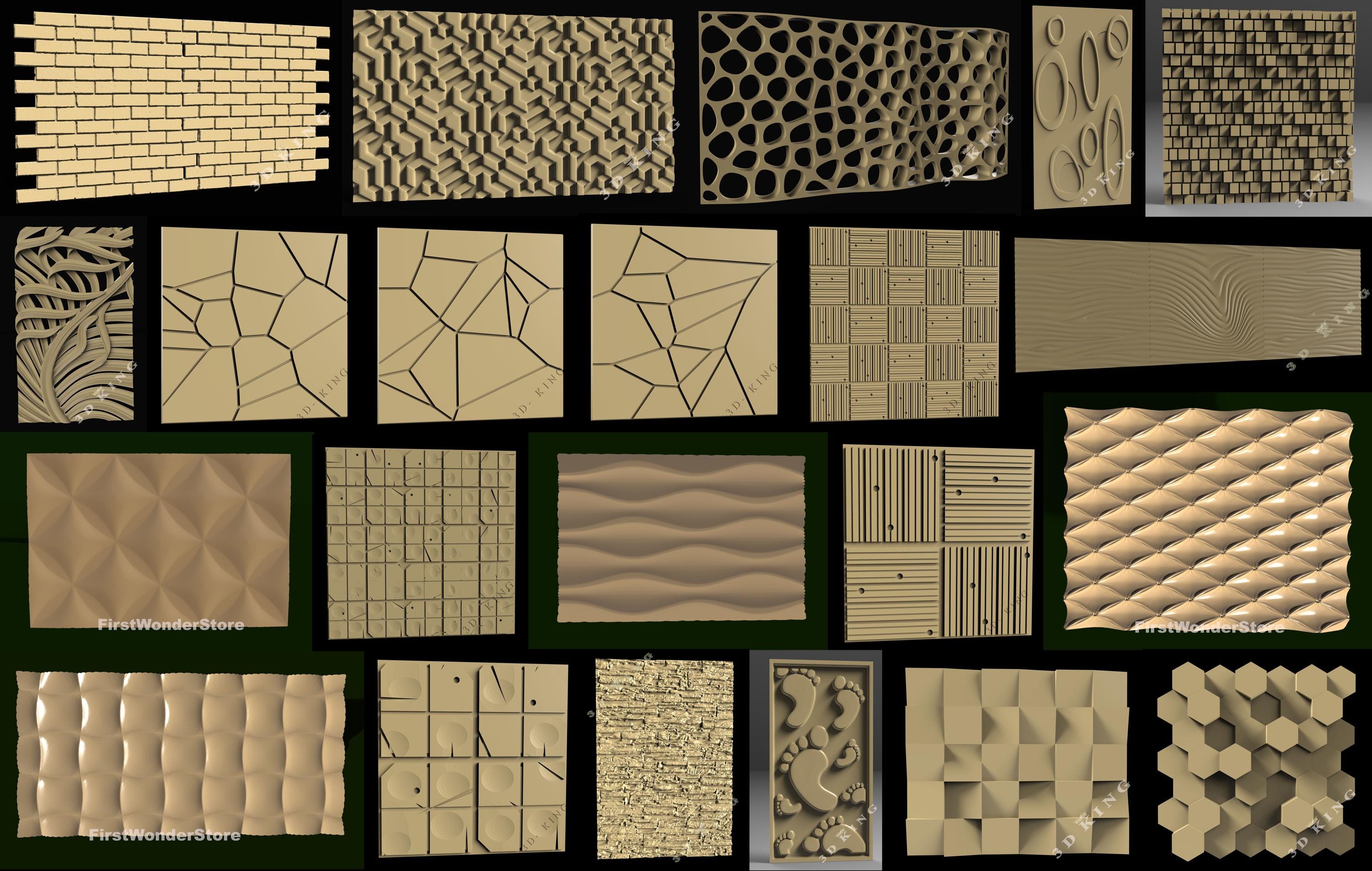 60+ 3D Texture STL Models Flat Backside for CNC Router & 3D Printer - Etsy