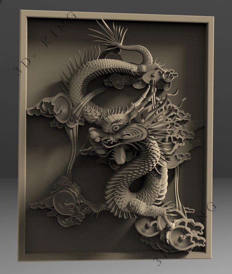 20 Pcs 3D STL Models of Asian Dragons Theme Decorations for CNC Router ...