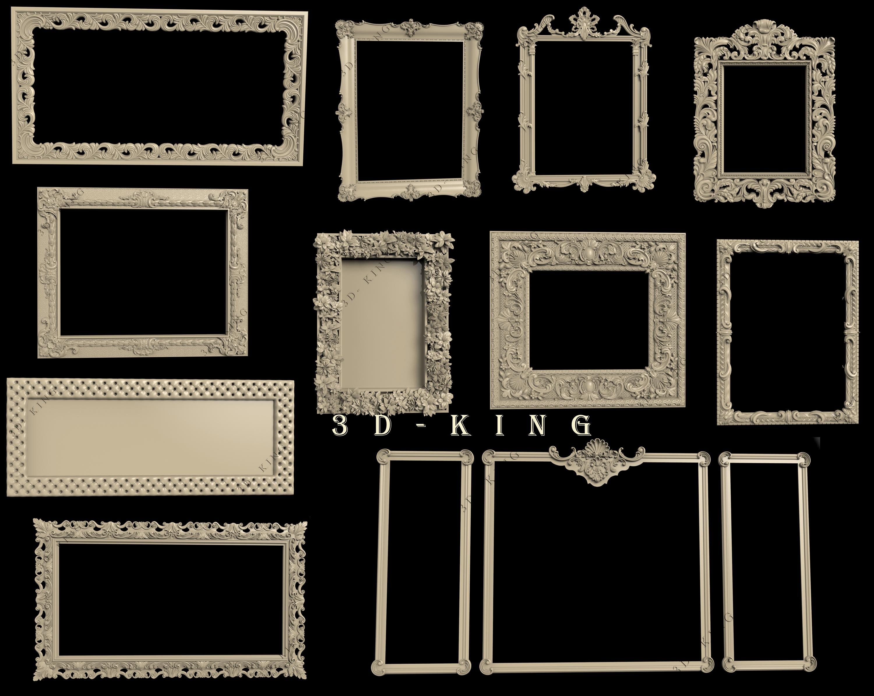245 Pcs 3D STL Models of Square Rectangle Frames & Borders for CNC ...