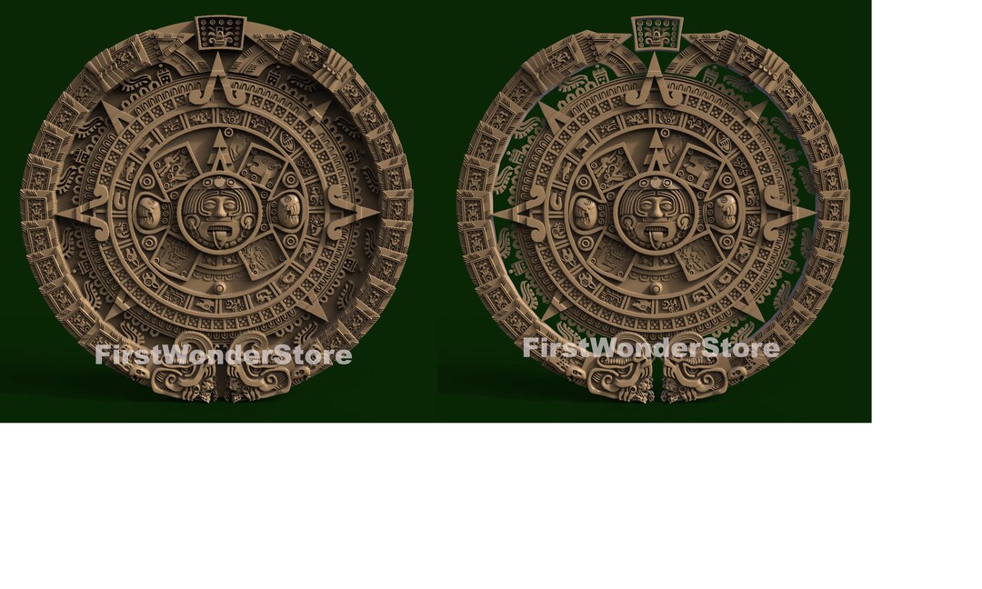 3D Maya Calendar STL Model Flat Backside for CNC Router, Engraver, 3D ...