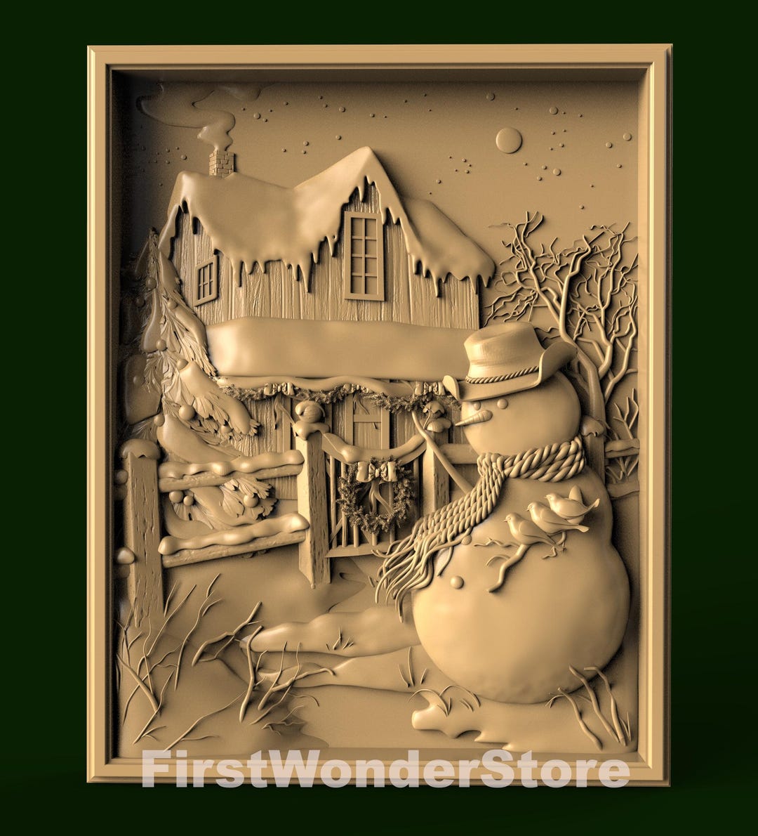 Snowmen & House 3D STL Model for CNC Router, Engraver, 3D Printer ...