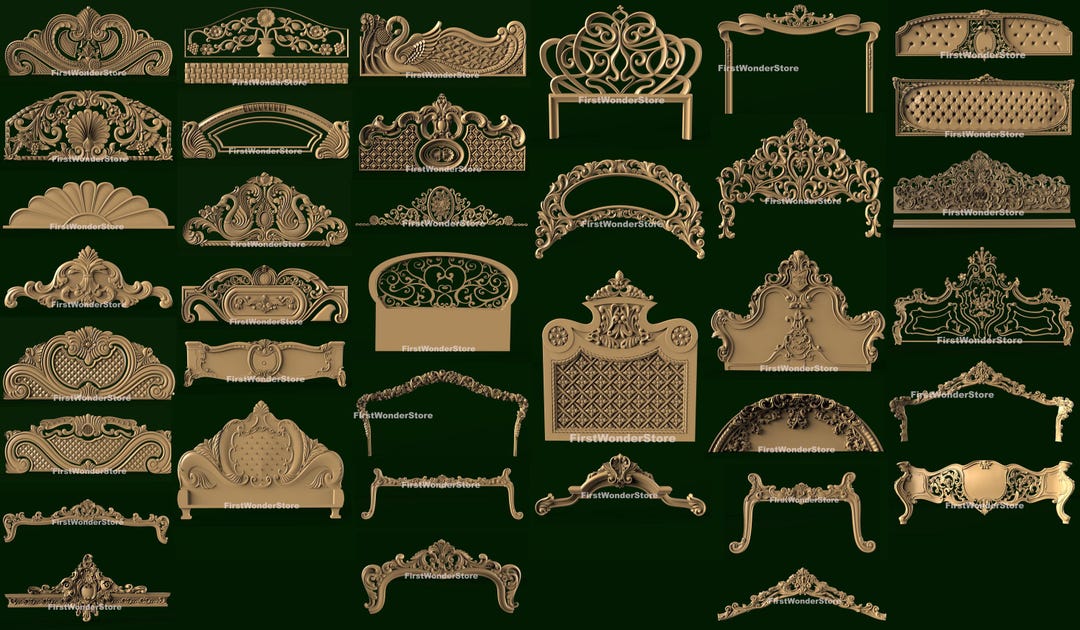 3D Bed Headboard STL Models: CNC Router Carving Designs (digital ...