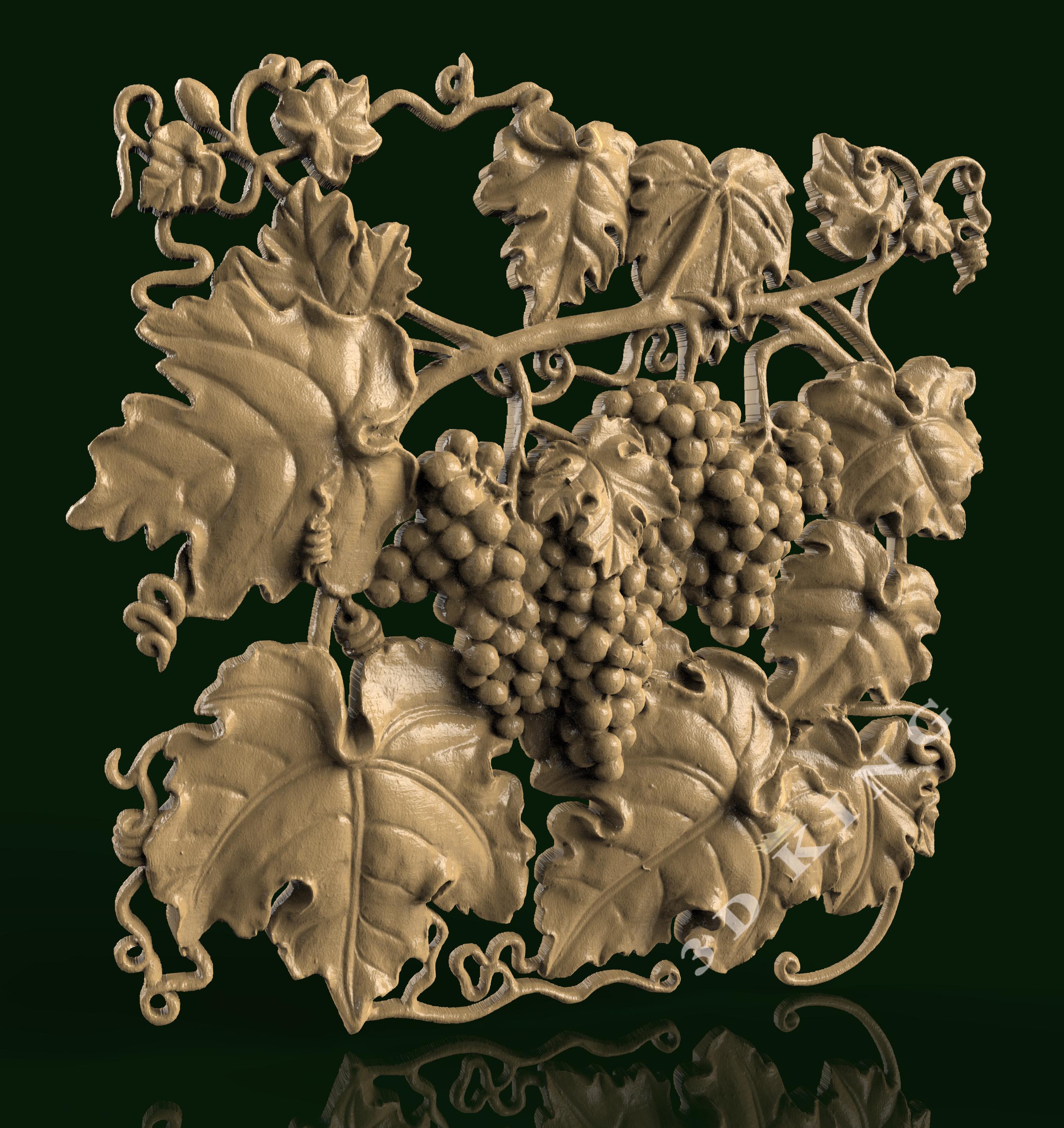 Grape 3D STL Model Setflat Backside CNC Router Carving Designs (17 Pcs ...