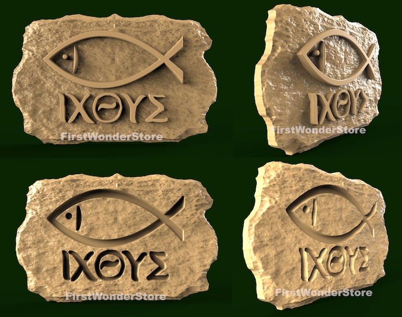 Christian Fish Sign 3D STL Model for CNC Router Carving 3D Printer (2 ...