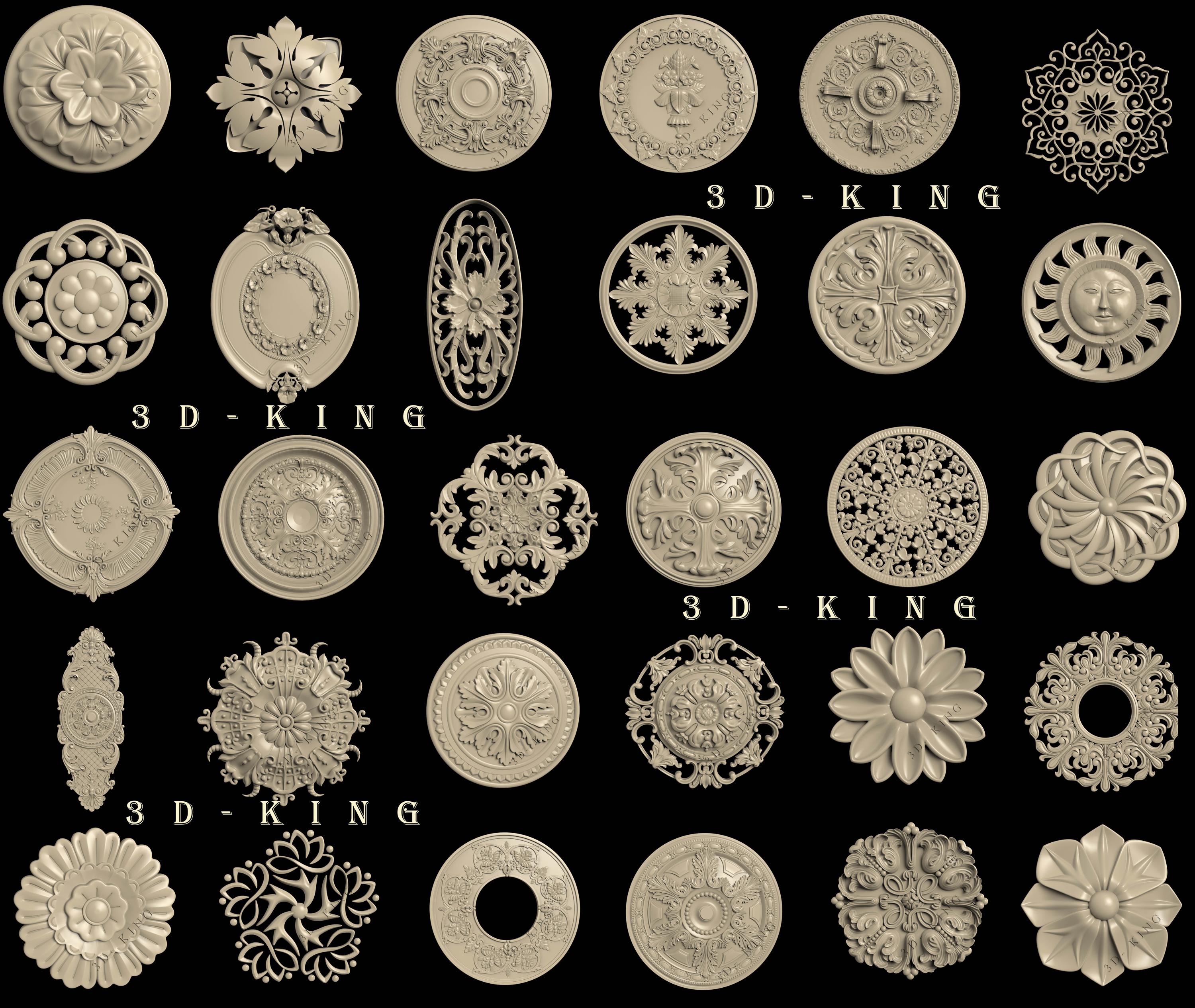 260+ Circle Rosettes 3D STL Models for CNC Router, Engraver, 3D Printer ...