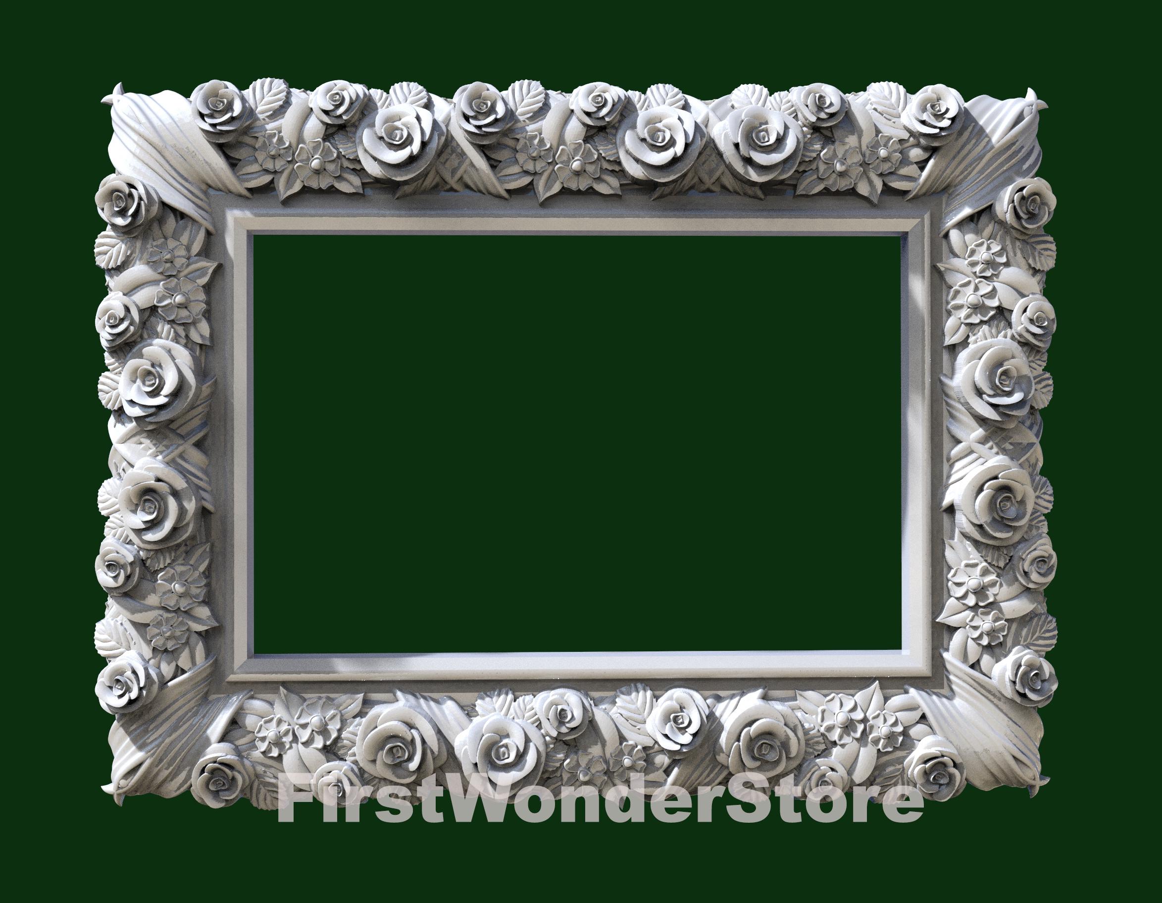 3D STL Model: Square Frame With Roses (digital Download) - Etsy