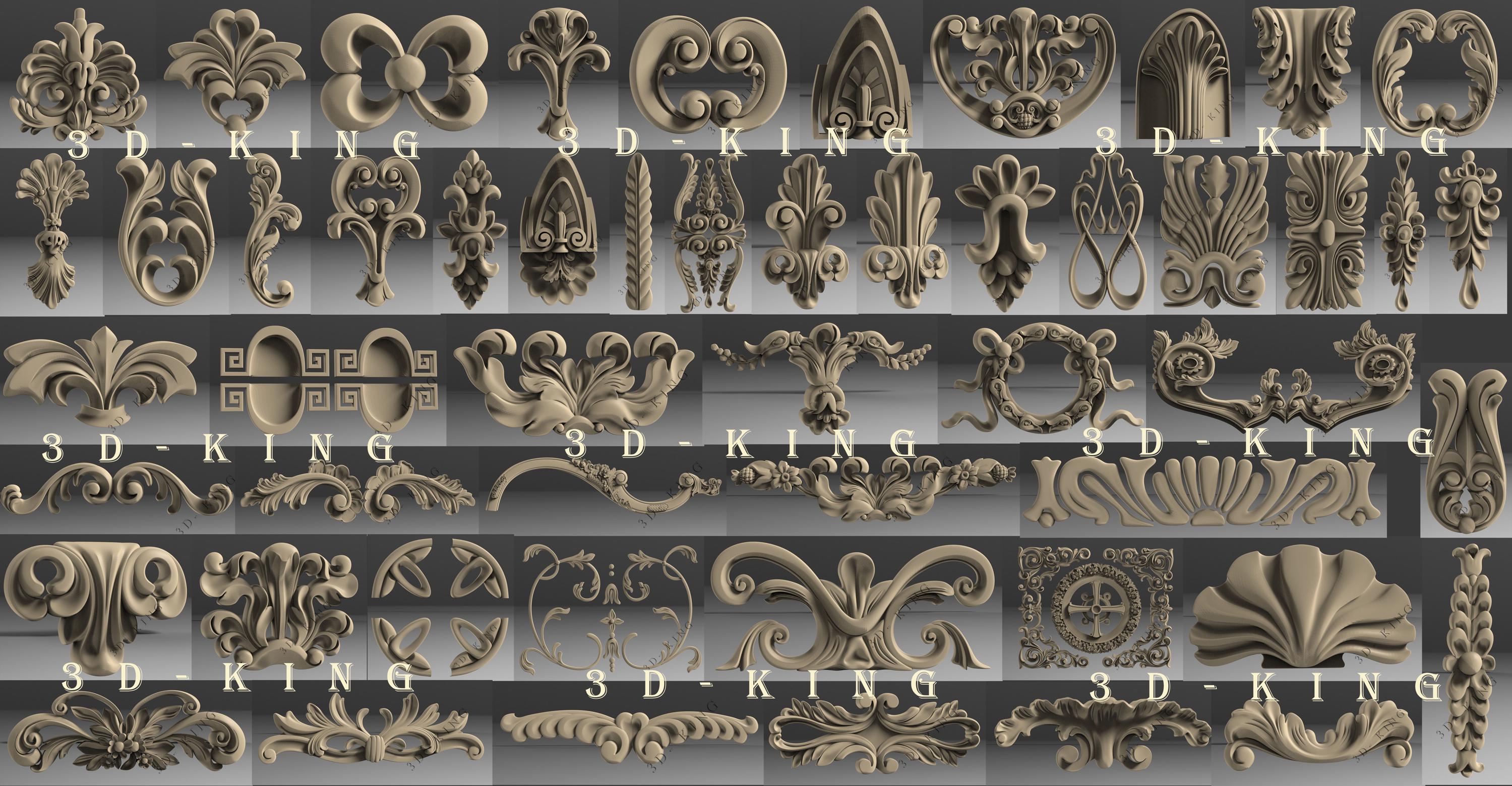 440 Pcs 3D STL Models of Decorative Patterns & Elements for CNC Router ...