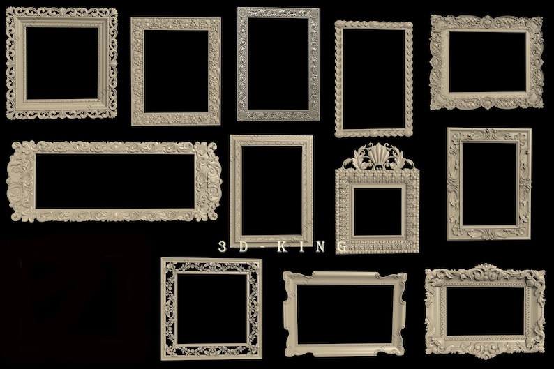 245 Pcs 3D STL Models of Square Rectangle Frames & Borders for CNC ...