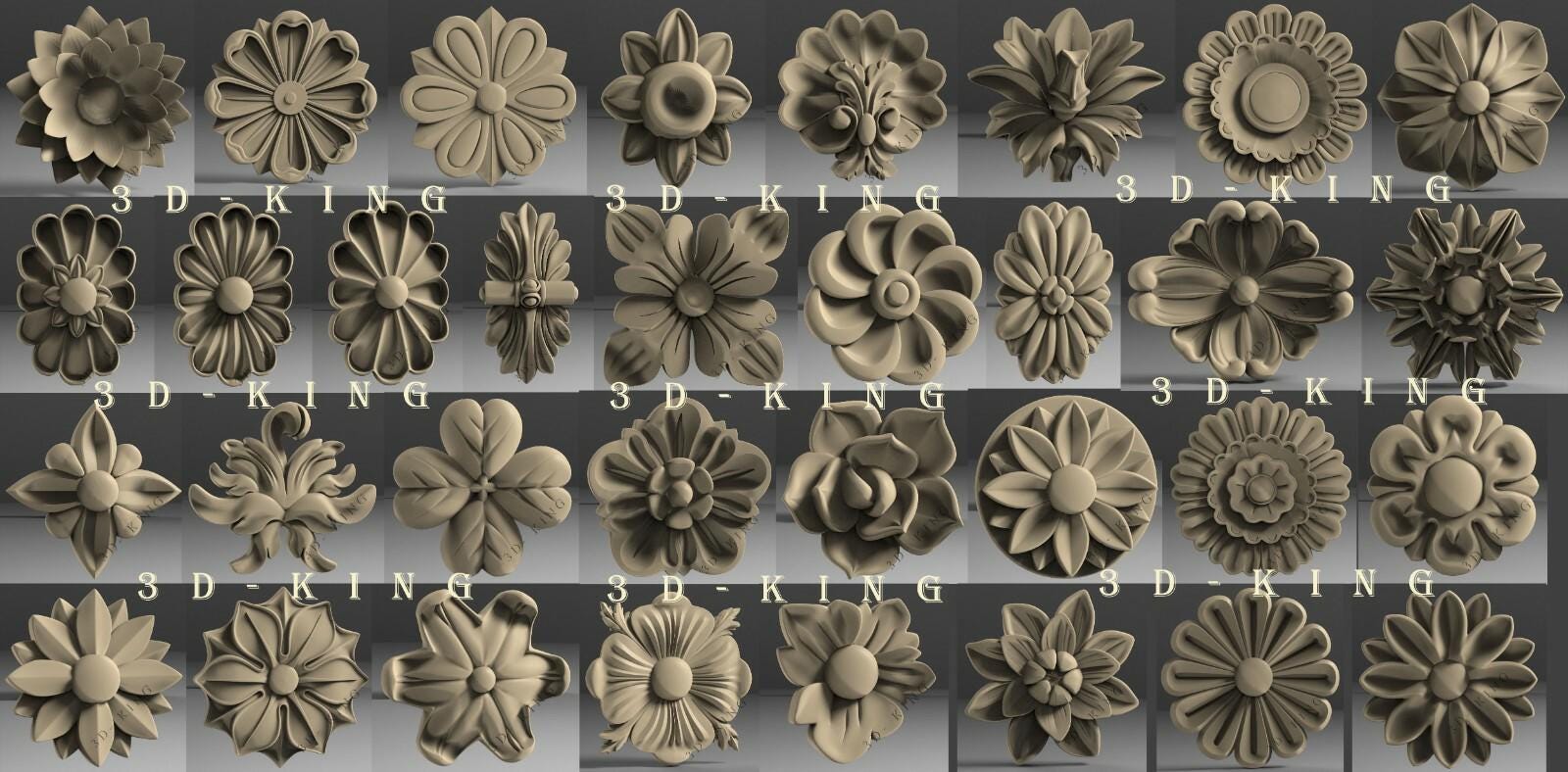 159 Pcs STL Models of Floral Flower Tree Patterns for CNC Router ...