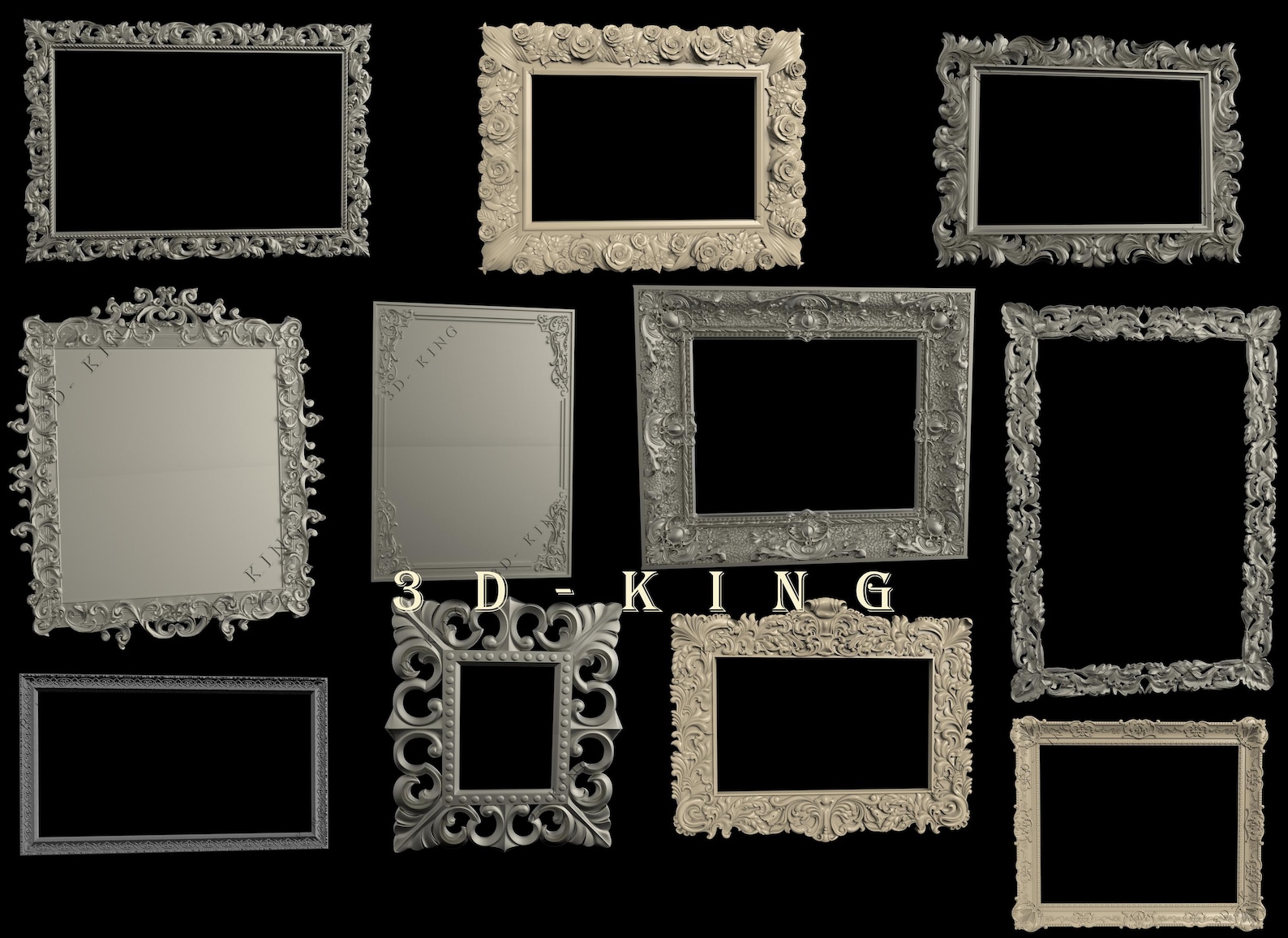 245 Pcs 3D STL Models of Square Rectangle Frames & Borders for CNC ...