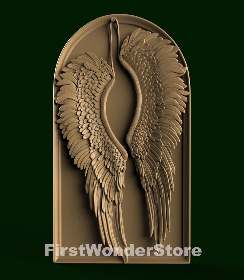 Angel Wings Panel 3D STL Model for CNC Router, Engraver, 3D Printer ...