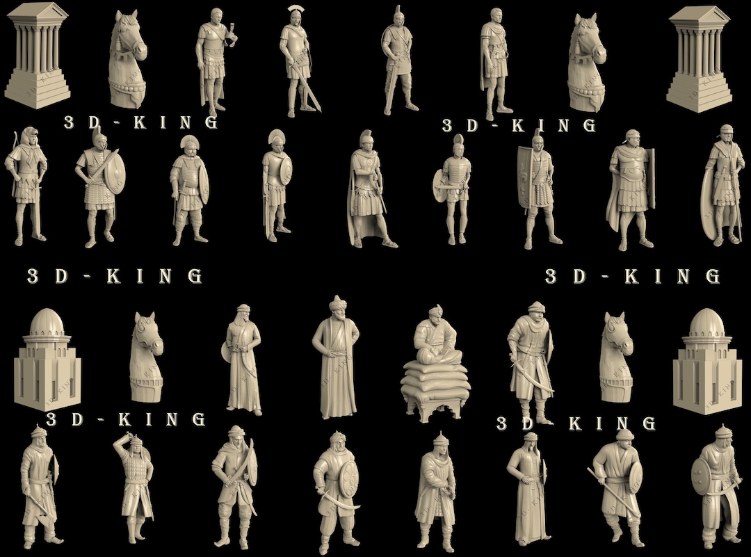 33 Pcs 3D STL Model CHESS Arab & Roman Army Battle Theme for CNC Router ...