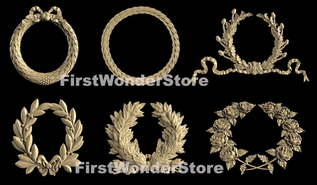 Wreath 3D STL Models: Coronal CNC Router Carving (6 Pcs) (digital ...