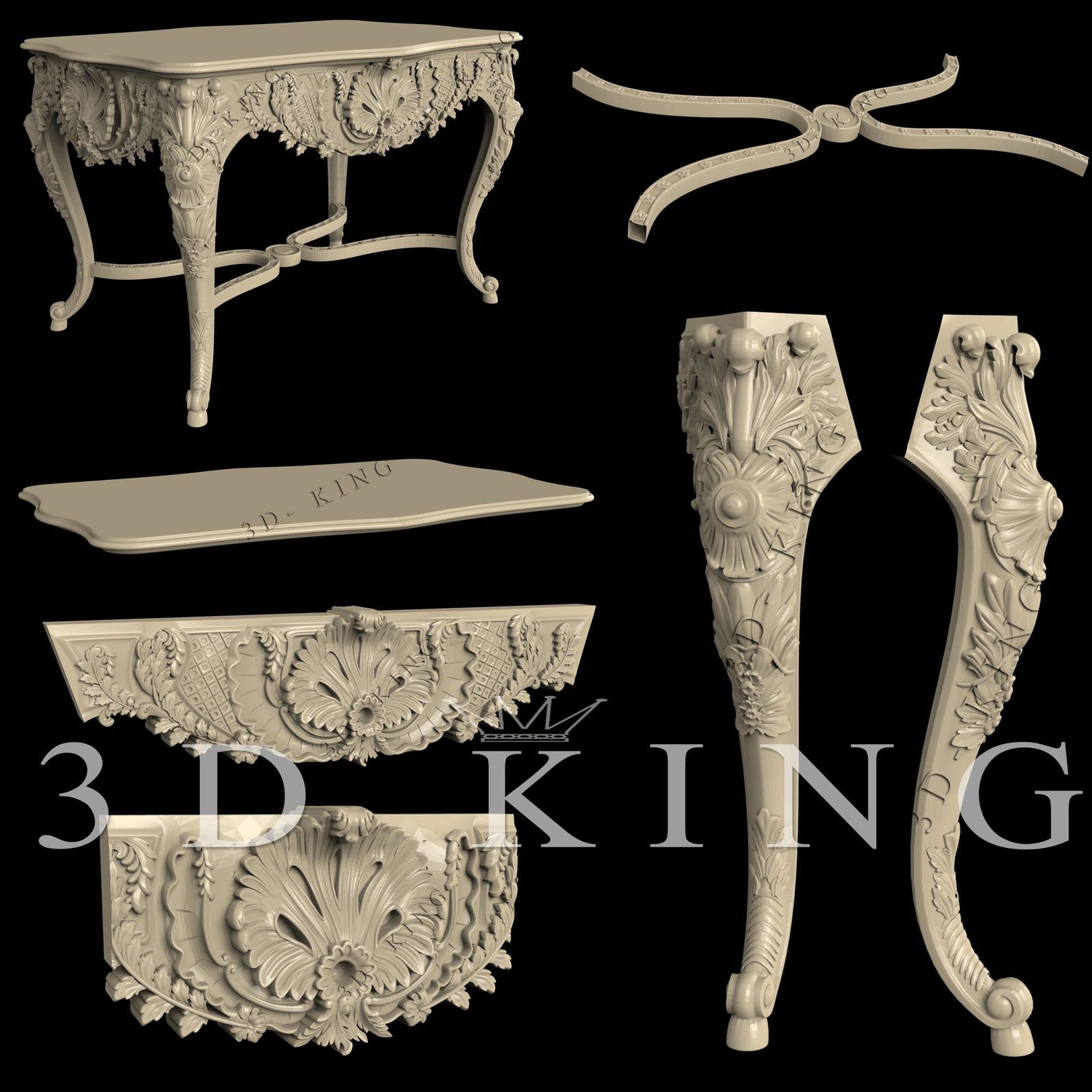 35 Pcs 3D STL Models of Tables Sets & Elements for CNC Router Engraver ...