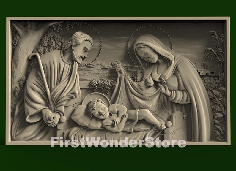 Christmas Nativity 3D STL Model for CNC Router Carving Machine 3d ...